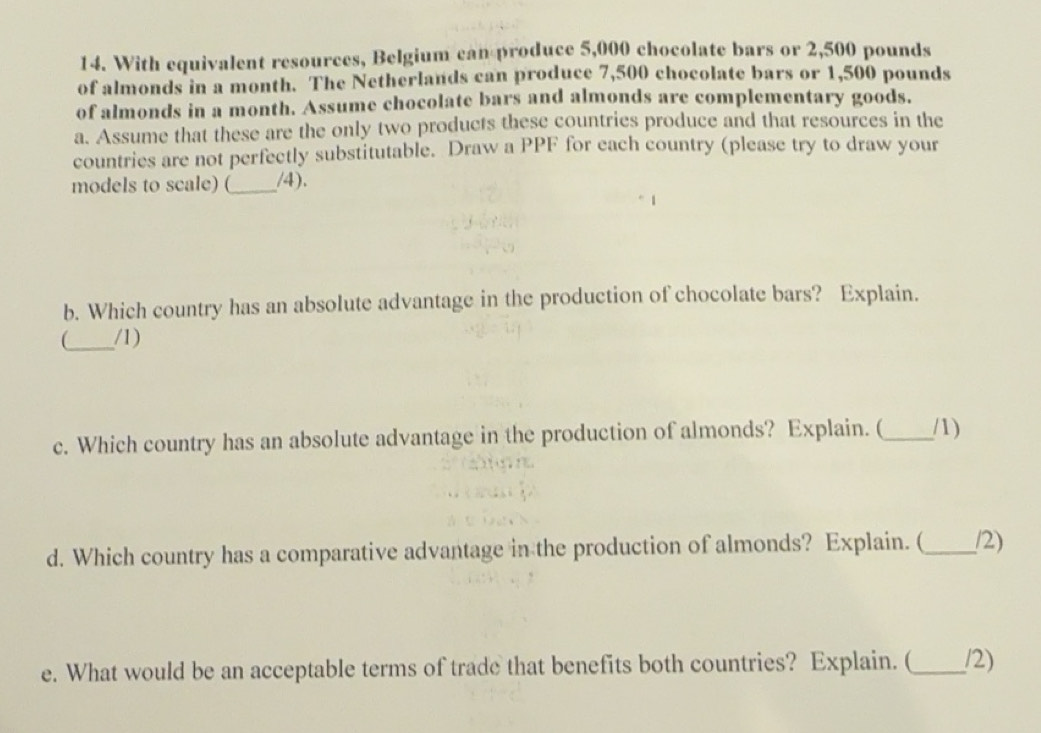 Solved: With equivalent resources, Belgium can produce 5,000 chocolate ...