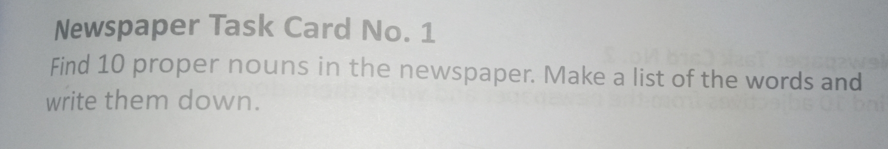 Solved: Newspaper Task Card No. 1 Find 10 proper nouns in the newspaper ...