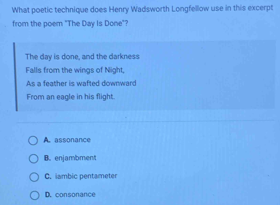 Solved: What poetic technique does Henry Wadsworth Longfellow use in ...