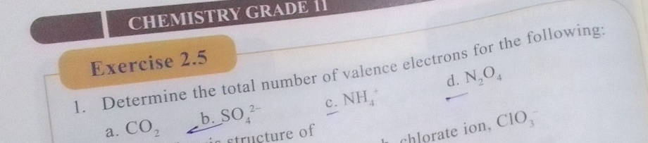Solved: CHEMISTRY GRADE 11 Exercise 2.5 1. Determine the total number ...