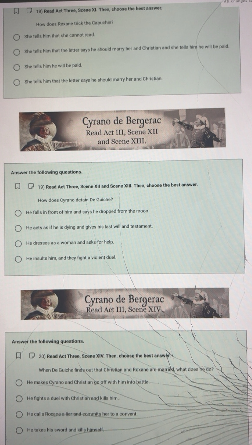 Solved: Read Act Three, Scene XI. Then, choose the best answer. How ...