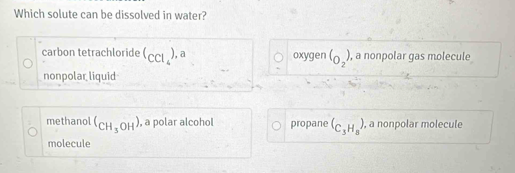 تم الحل:Which solute can be dissolved in water? carbon tetrachloride ...