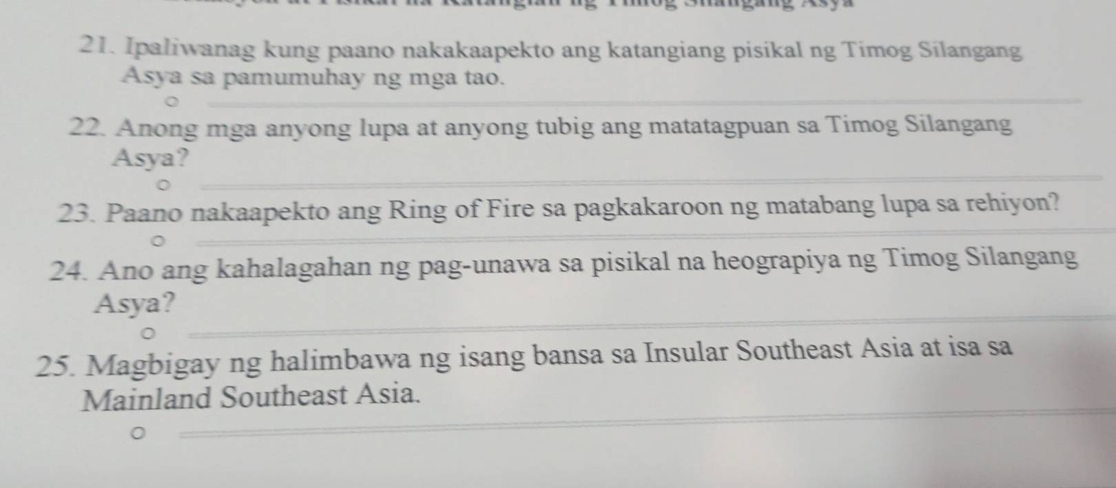 Solved: Ipaliwanag kung paano nakakaapekto ang katangiang pisikal ng Timog Silangang Asya sa ...