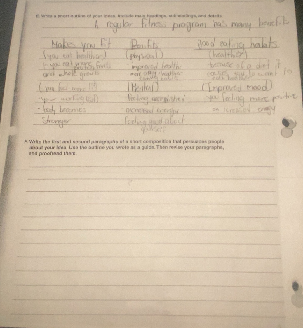 Solved: Write a short outline of your ideas. Include main headings ...