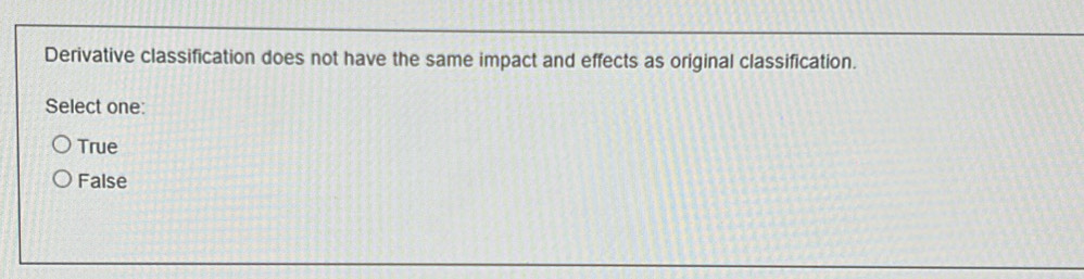 Solved: Derivative classification does not have the same impact and ...