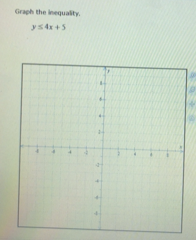 Solved: Graph the inequality. y≤ 4x+5 [Math]