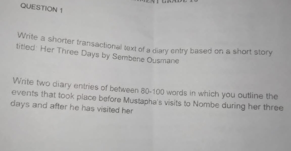 Solved: Write a shorter transactional text of a diary entry based on a ...