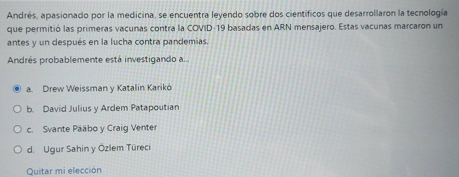 Resuelto:Andrés, apasionado por la medicina, se encuentra leyendo sobre ...