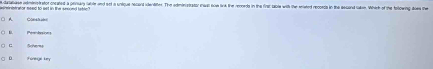 Solved: A database administrator created a primary lable and set a ...