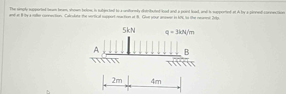 Solved: The simply supported beam beam, shown below, is subjected to a ...