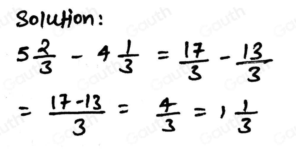 Solved: 5 2/3 -4 1/8 [Math]