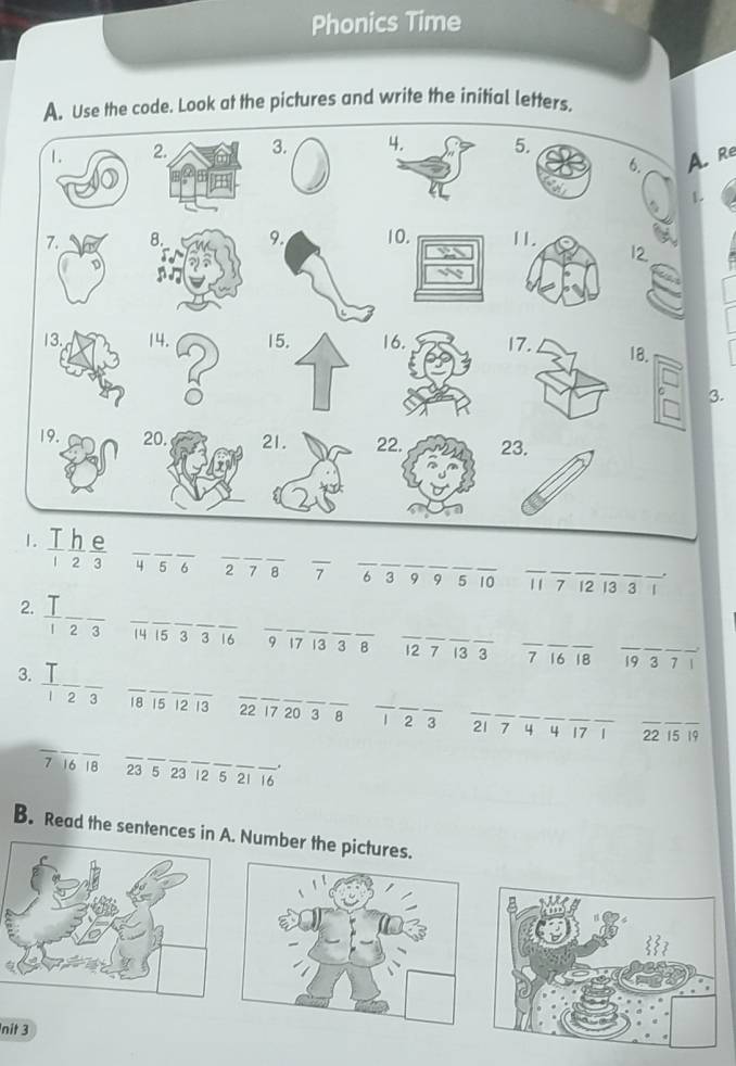 Gelöst:Phonics Time A. Use the code. Look at the pictures and write the ...