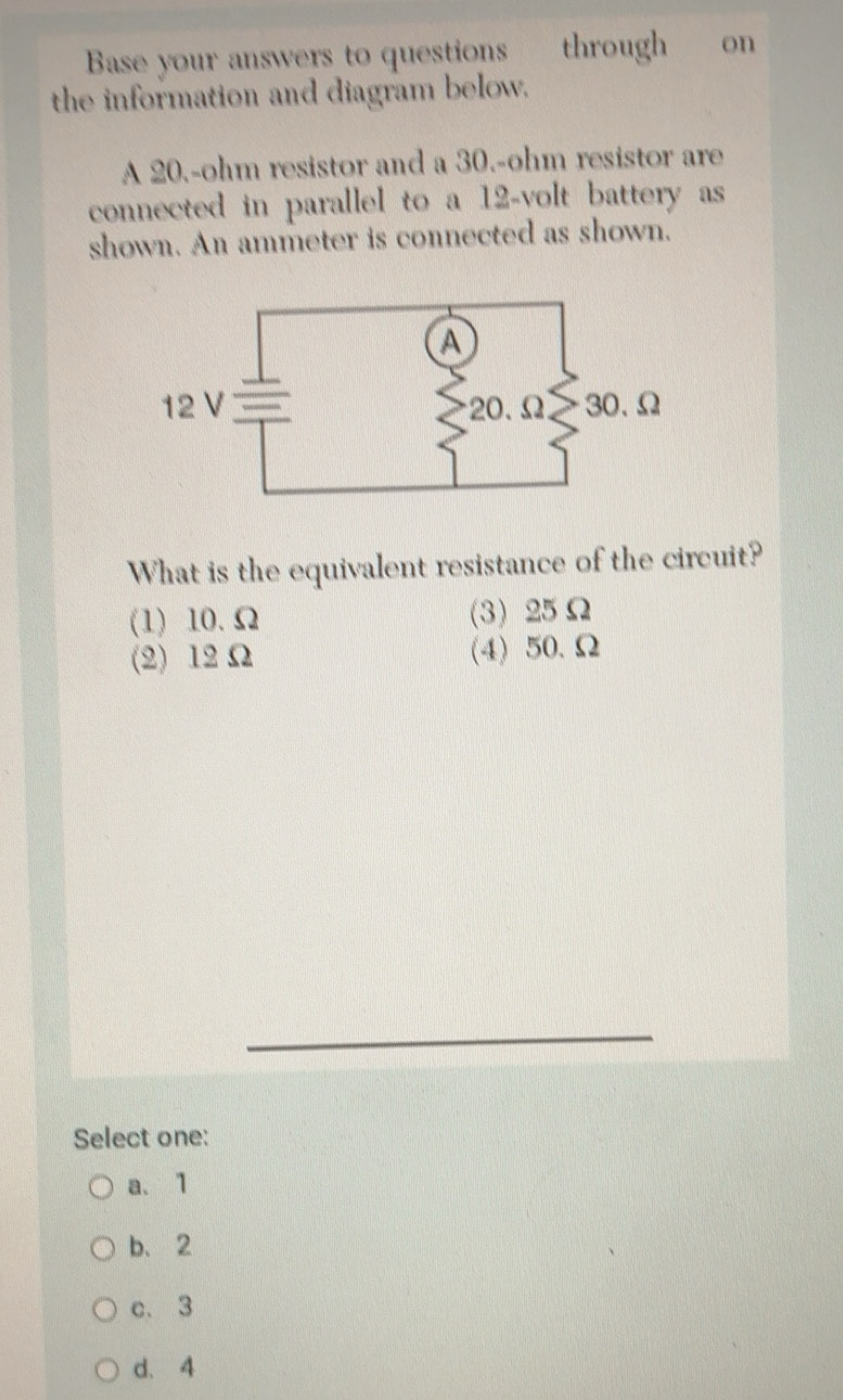 Solved: Base your answers to questions through on the information and ...