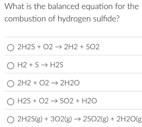 Solved: What is the balanced equation for the combustion of hydrogen ...