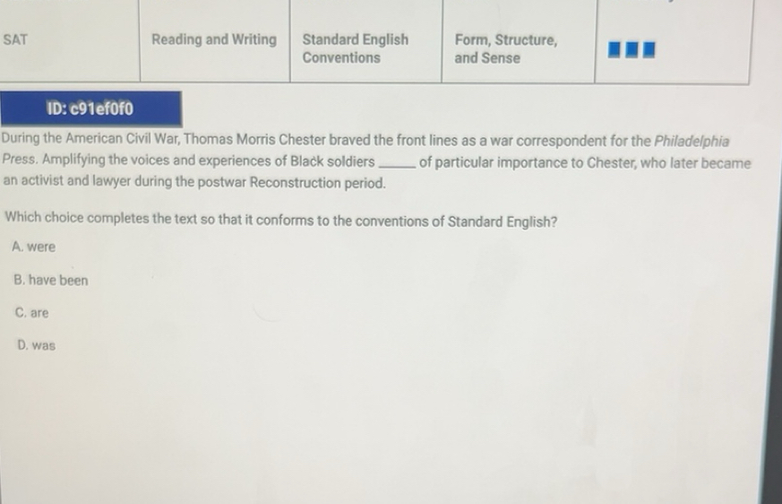 Solved: SAT Reading and Writing Standard English Form, Structure ...