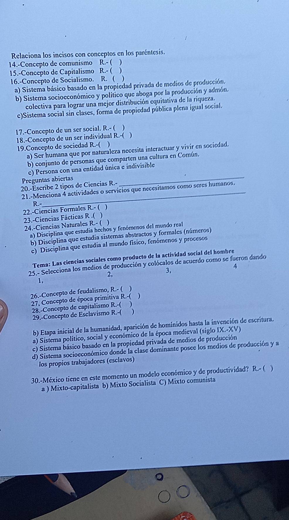 Resuelto:Relaciona los incisos con conceptos en los paréntesis. 14 ...