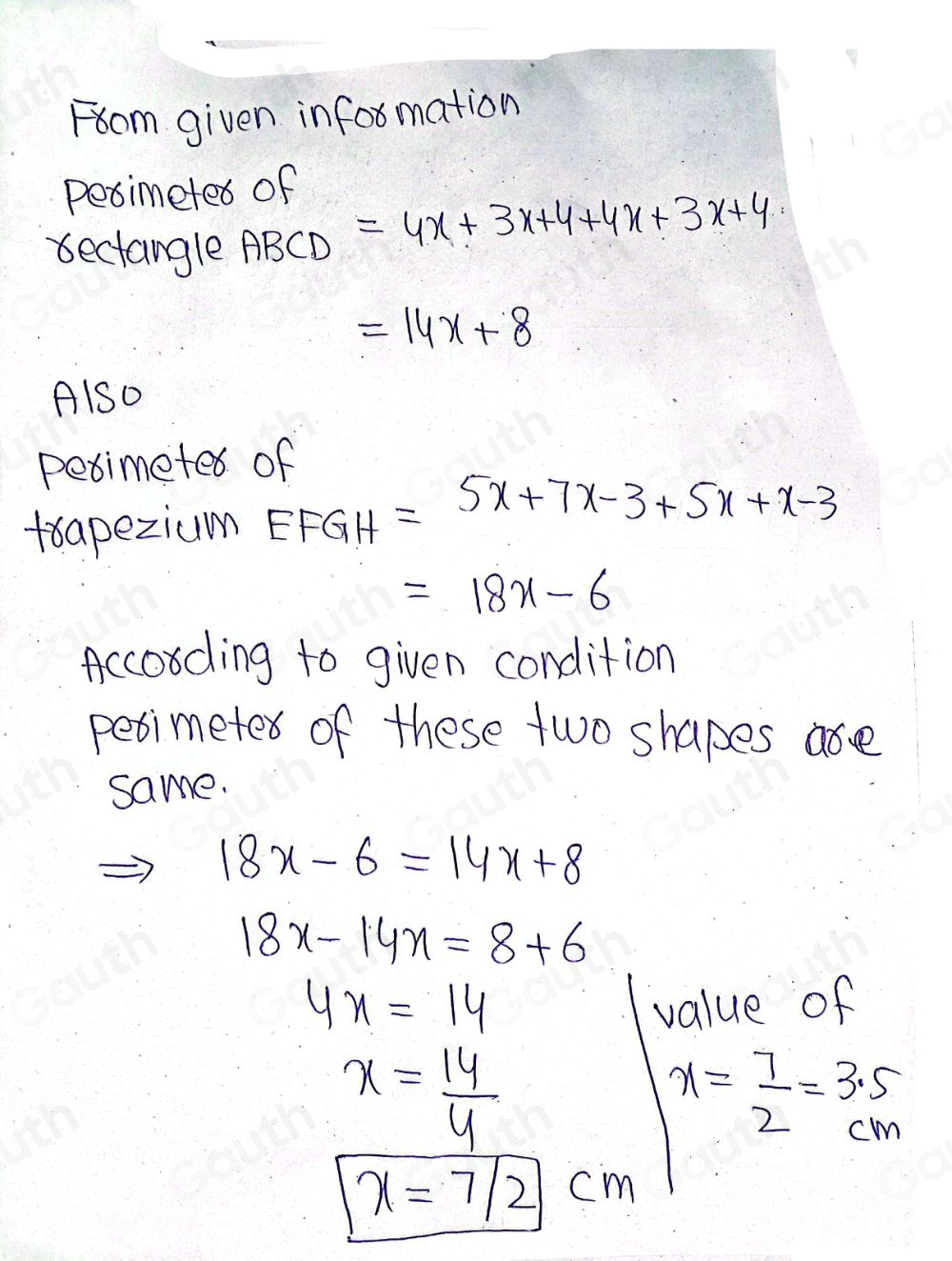 Solved: ABCD is a rectangle. EFGH is a trapezium. The perimeters of ...