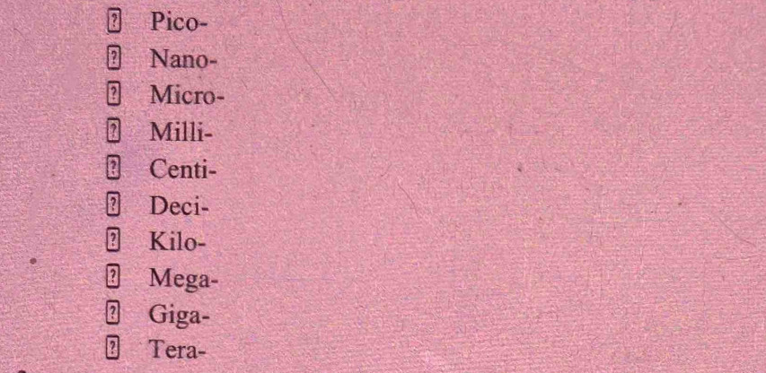 Solved: ⊥ Pico- ⊥ Nano- ⊥ Micro- ⊥ Milli- ⊥ Centi- ⊥ Deci- ₹ Kilo- ⊥ ...