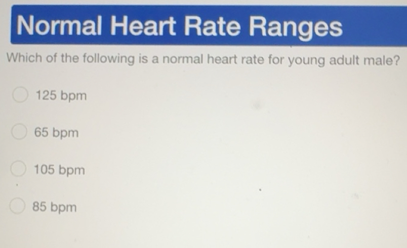 Solved: Normal Heart Rate Ranges Which of the following is a normal ...