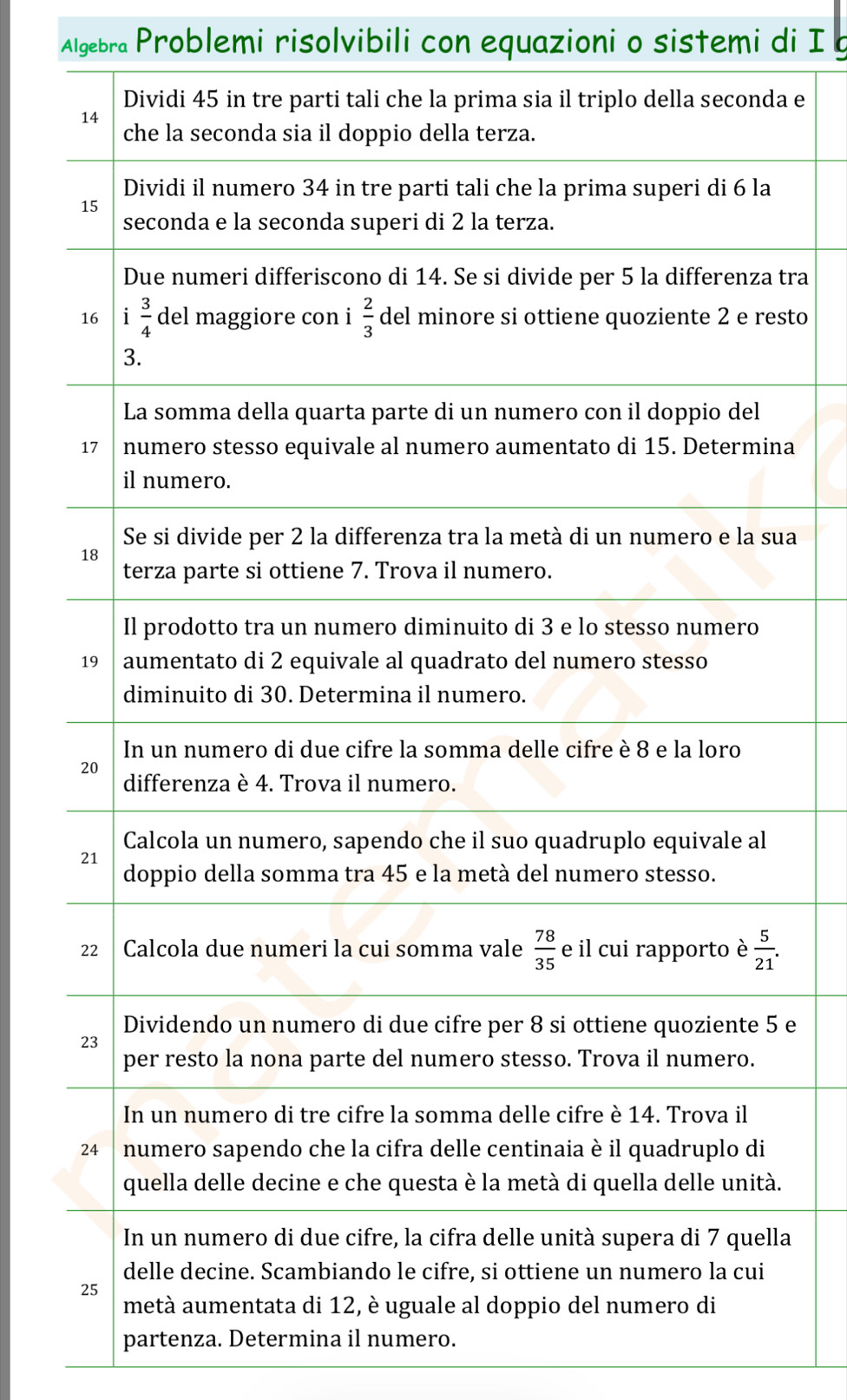 Risolto:Algebra Problemi risolvibili con equazioni o sistemi di I a e ...