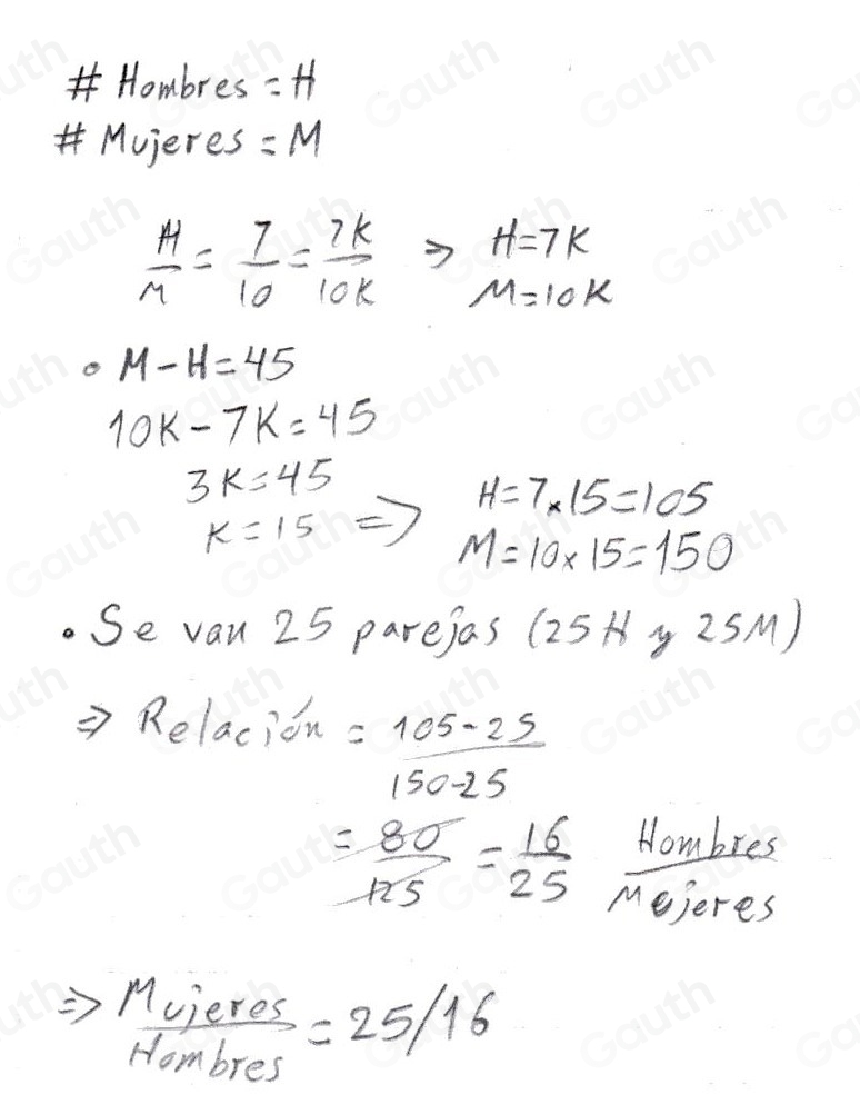 Resuelto:En un colegio se observa que por cada 10 mujeres había 7 ...