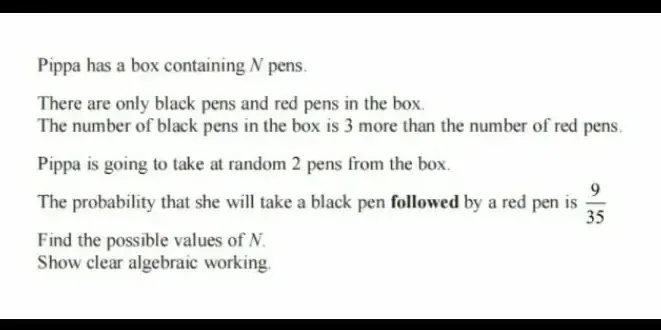 تم الحل:Pippa has a box containing N pens. There are only black pens ...