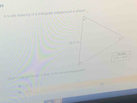 Solved: A scale drawing of a triangular playground is shown What is the ...