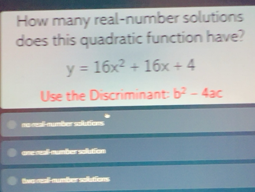 Solved: How many real-number solutions does this quadratic function ...
