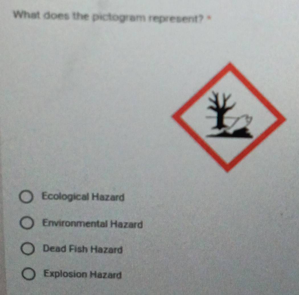 Solved: What does the pictogram represent? " Ecological Hazard ...