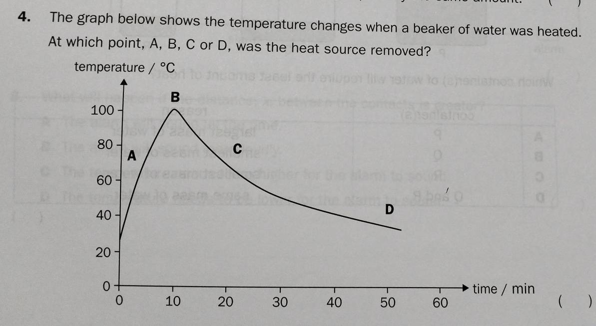 Solved: 4. The graph below shows the temperature changes when a beaker ...