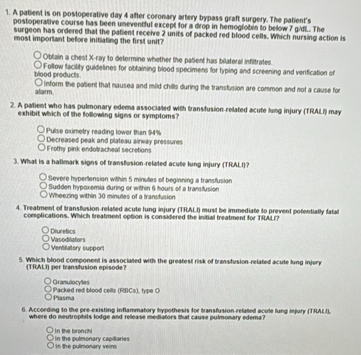 Solved: A patient is on postoperative day 4 after coronary artery ...