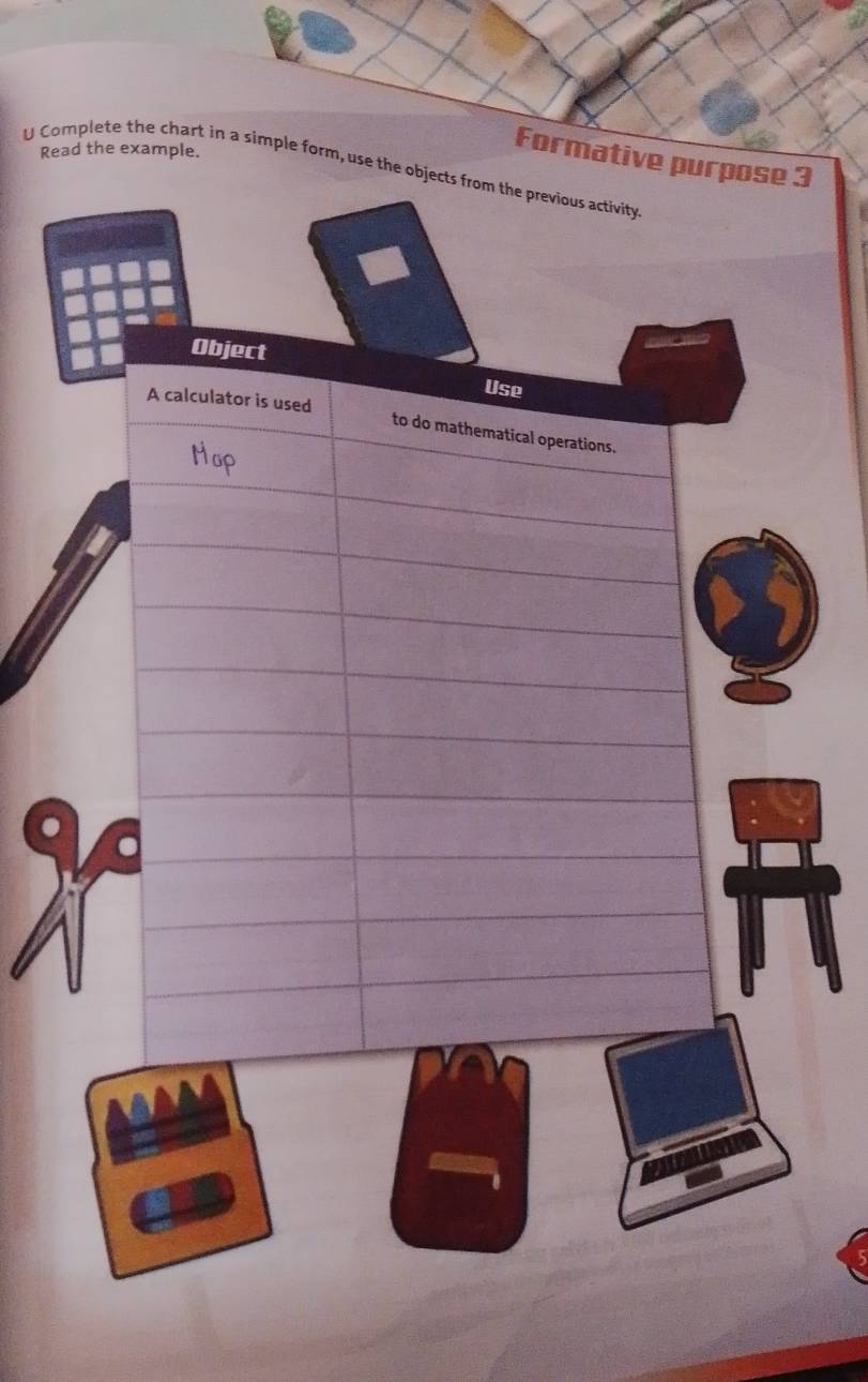 Resuelto:Read the example. Formative purpose 3 U Complete the chart in ...