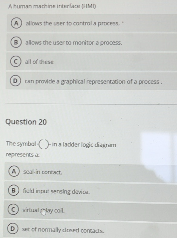 Solved: A human machine interface (HMI) A allows the user to control a ...