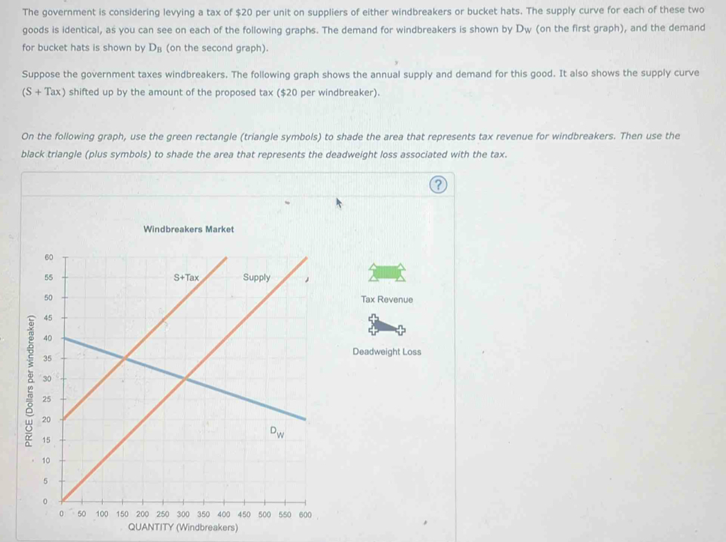 Solved: The government is considering levying a tax of $20 per unit on ...