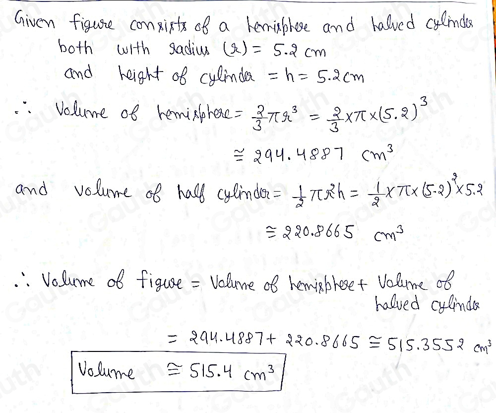 Solved: The shape below is made from half of a cylinder and a ...