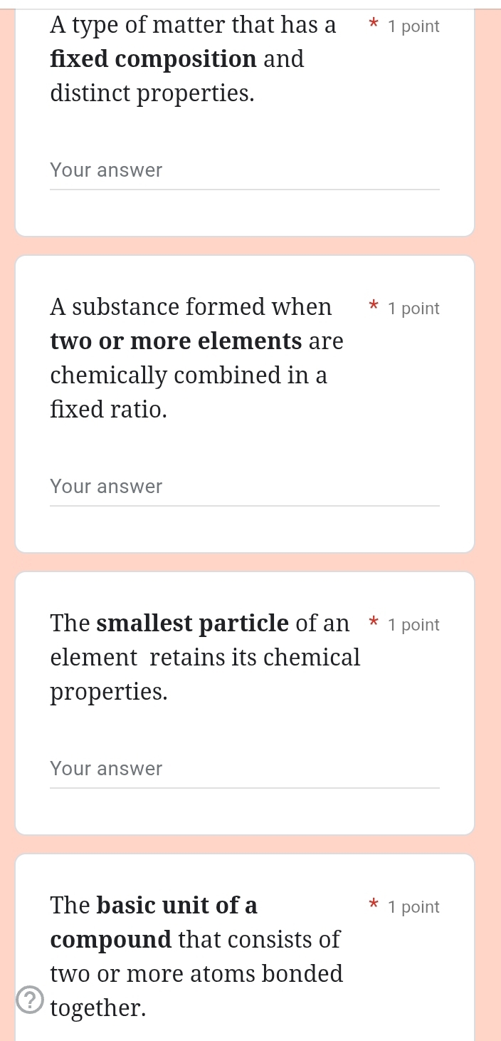 Solved: A type of matter that has a * 1 point fixed composition and ...