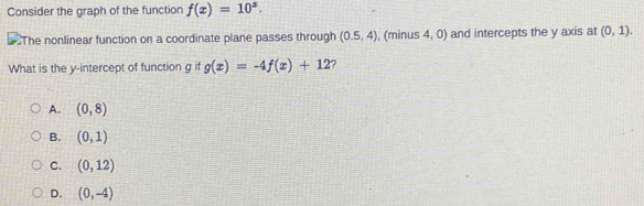 Consider the graph of the function f(x)=10^x. The nonlinear function on ...