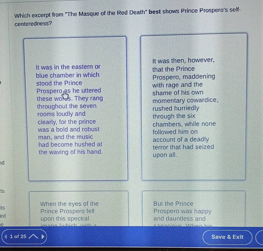 Solved: Which excerpt from "The Masque of the Red Death" best shows ...