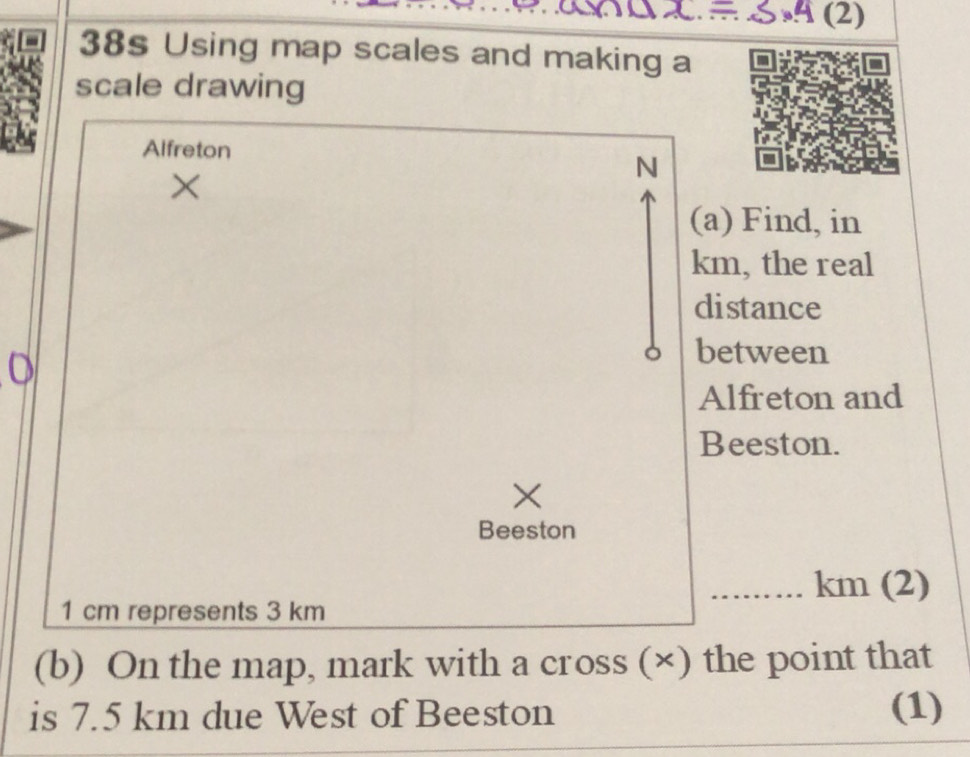 Résolu :(2) 38s Using map scales and making a scale drawing Alfreton × ...