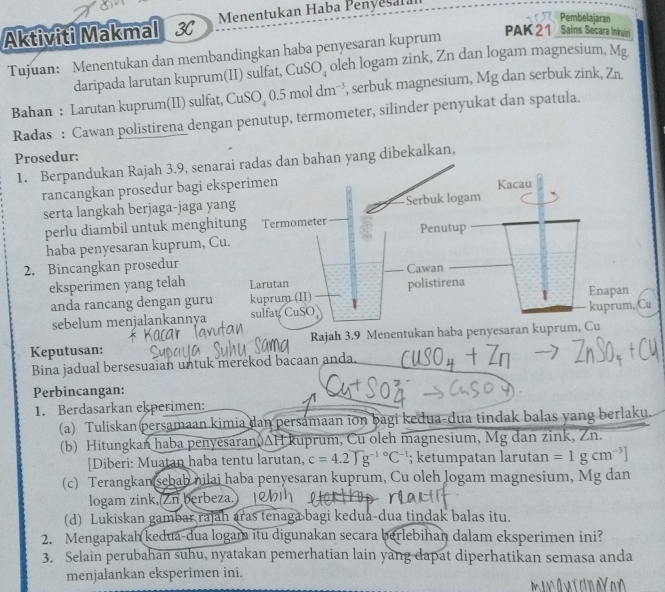 Selesai:Pembelajaran Aktiviti Makmal 3 Menentukan Haba Penyesaral PAK ...