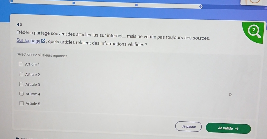 Résolu :Frédéric partage souvent des articles lus sur internet.... mais ...