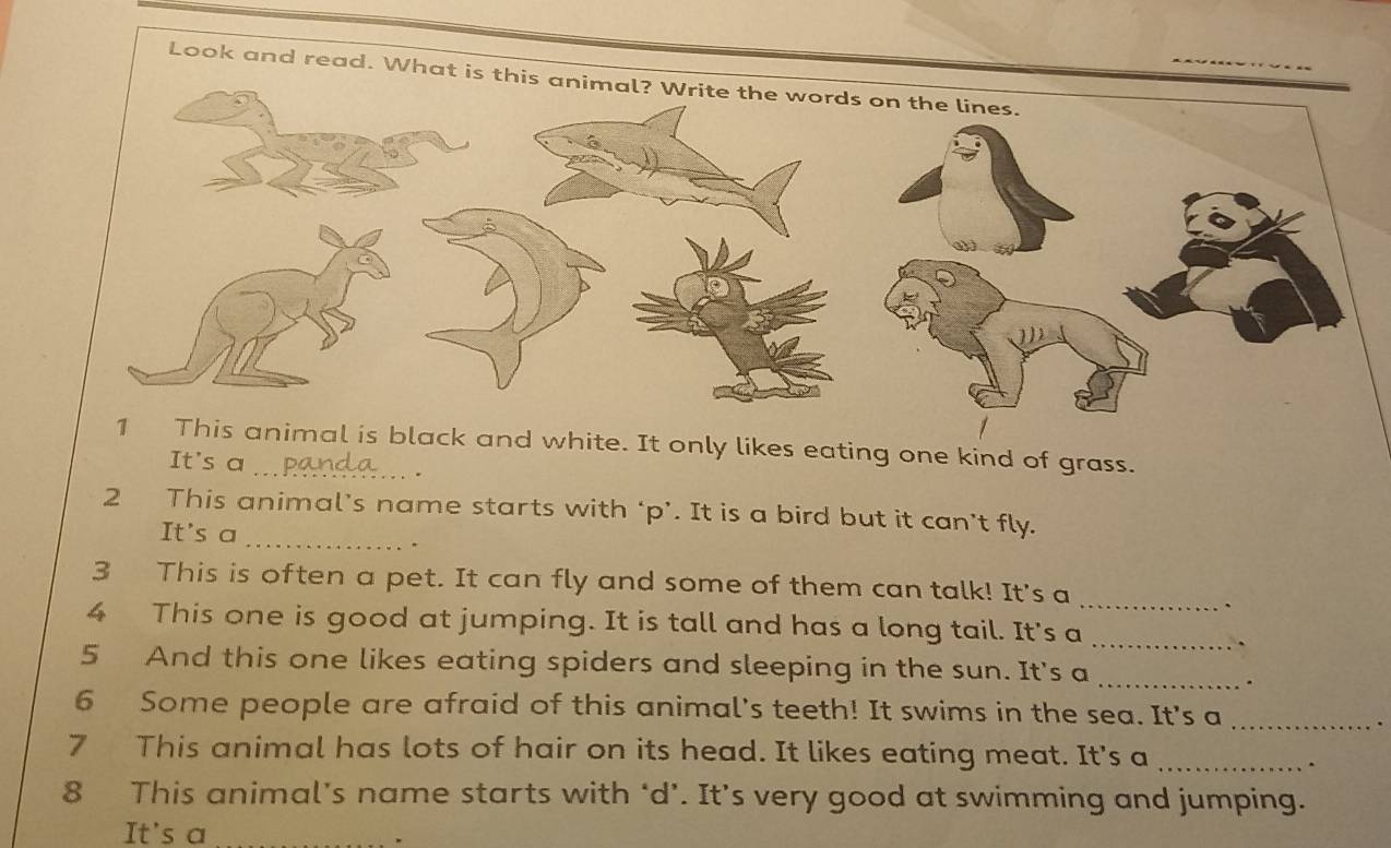 Giải quyết:Look and read. What is this animal? Write the words on the ...