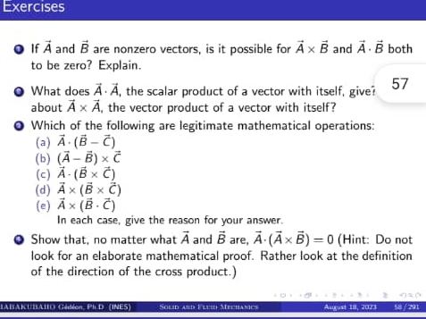 Solved: Exercises If vector A and vector B are nonzero vectors, is it ...