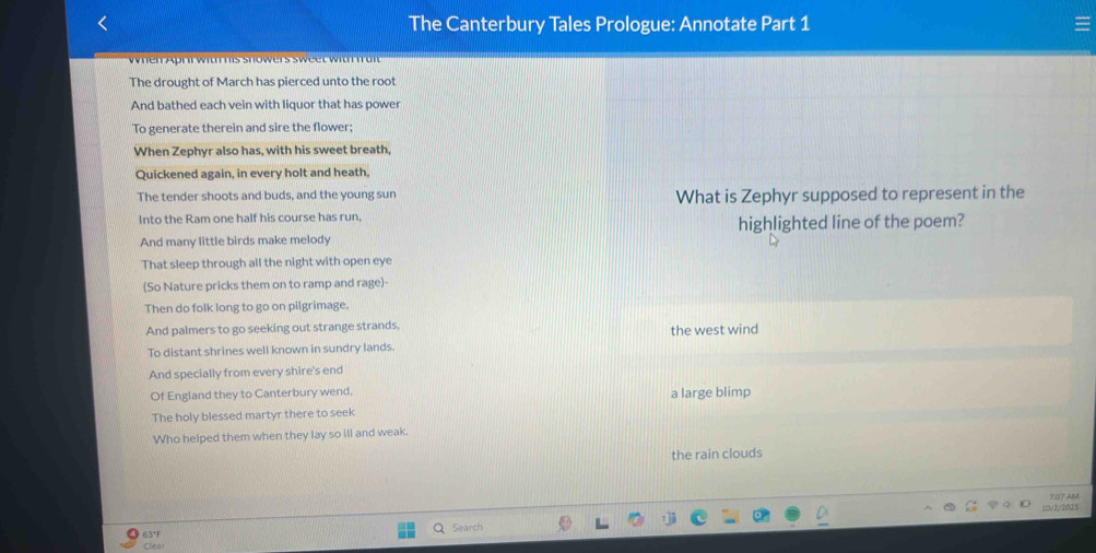 Solved: The Canterbury Tales Prologue: Annotate Part 1 The drought of ...