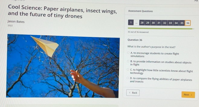Solved: Cool Science: Paper airplanes, insect wings, Assessment ...