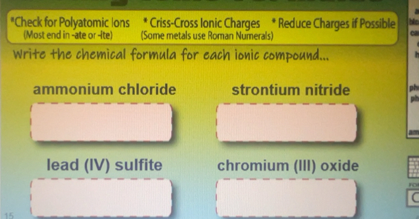 Solved: Check for Polyatomic Ions * Criss-Cross Ionic Charges * Reduce ...