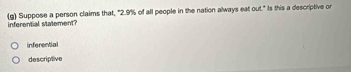Solved: Suppose a person claims that, "2.9% of all people in the nation ...