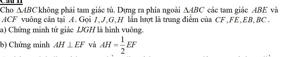 Giải quyết:Cho ABC không phải tam giác tù. Dựng ra phía ngoài ABC các ...