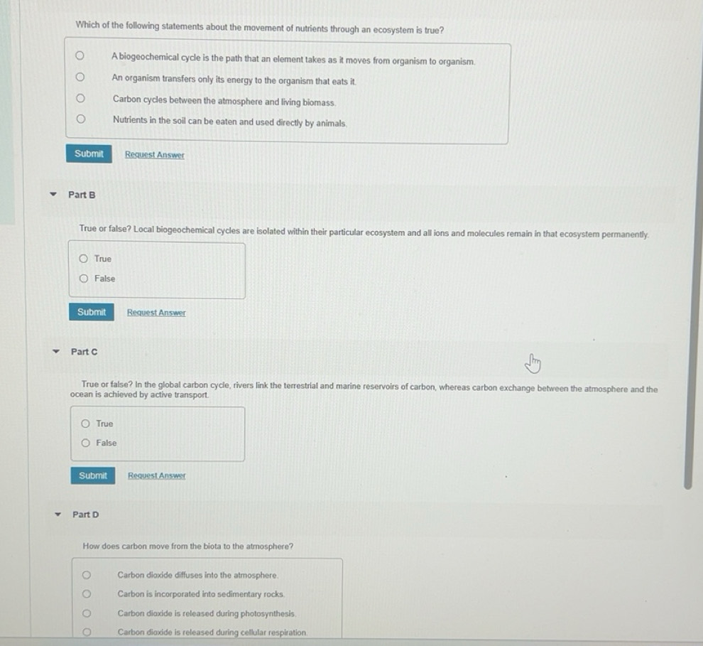 Solved: Which of the following statements about the movement of ...