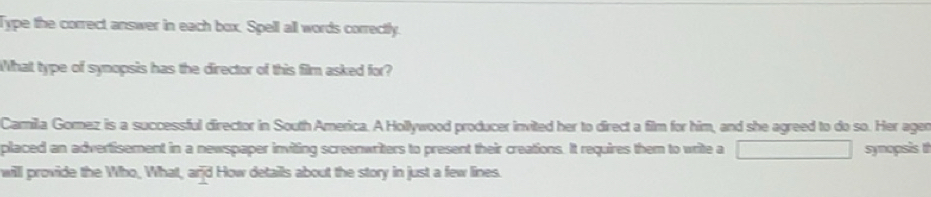 Solved: Type the correct answer in each box. Spell all words correctly ...
